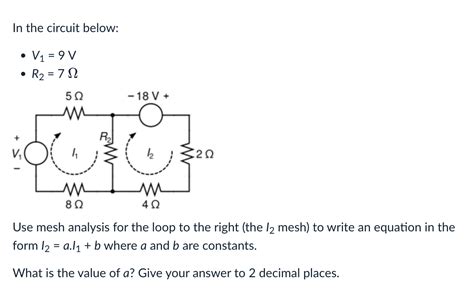 solved in the circuit below v1 9 v r2 7Ω use mesh