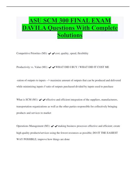 Asu Scm 300 Final Exam Davila Questions With Complete Solutions Asu Scm 300 Stuvia Us