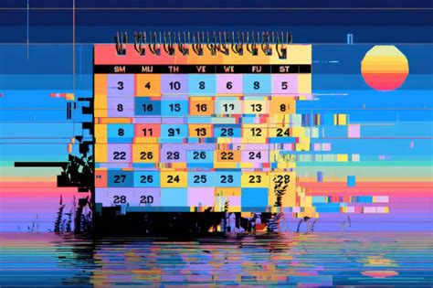 Glitchy Digital Calendar With Distorted Dates And An Open Left Zone Set