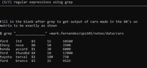 Solved 57 Regular Expressions Using Grep Fill In The