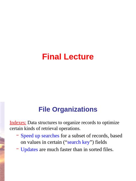 12 Final Lecture Pdf Database Index Database Transaction