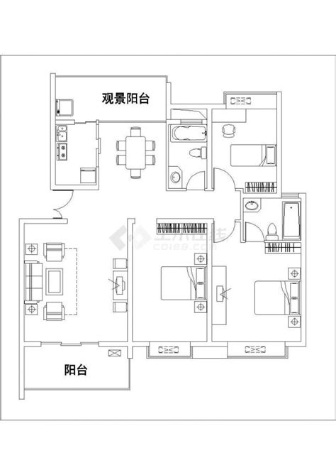 扬州市某小区2900平米6层砖混结构住宅楼平立剖面设计cad图纸居住建筑土木在线