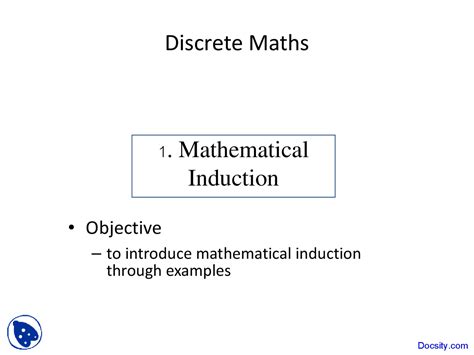 Mathematical Induction Discrete Math Lecture Slides Docsity