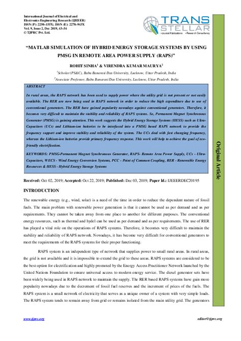 Pdf Hybrid Energy Storage In Raps With Pmsg