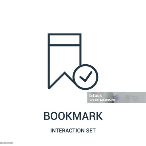 상호 작용 집합 컬렉션에서 책갈피 아이콘 벡터입니다 얇은 선 북마크 개요 아이콘 벡터 일러스트 레이 션입니다 0명에 대한 스톡