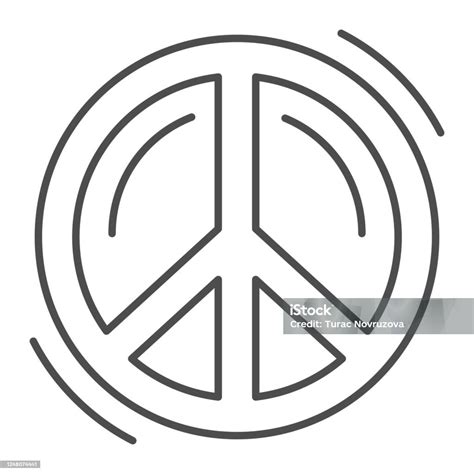 평화주의 기호 얇은 라인 아이콘 인권과 관용 개념 평화와 흰색 배경에 전쟁 기호 없음 모바일 개념 및 웹 디자인에 대한 개요 스타일의 히피 기호 벡터 그래픽 개념에 대한