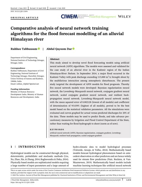 Pdf Comparative Analysis Of Neural Network Training Algorithms For The Flood Forecast