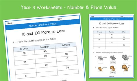 2nd Grade Math Worksheets Place Value Skip Counting Counting By Tens And Hundreds