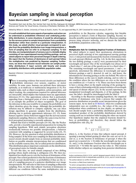 Pdf Bayesian Sampling In Visual Perception