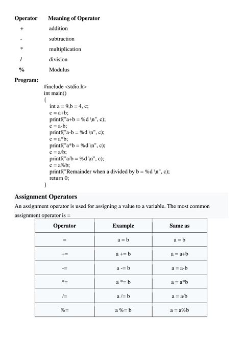Solution Operators In C Studypool
