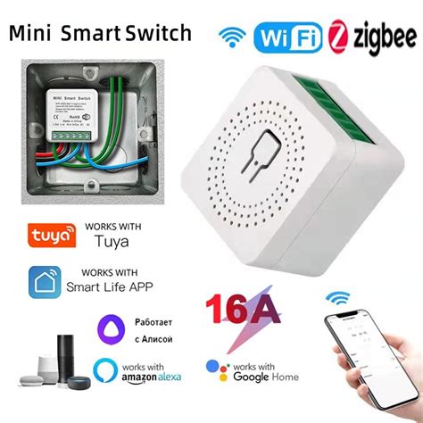 10a 16a Tuya Zigbee Wifi Mini Smart Light Switch Diy 2 Way Remote Control Breaker Works With
