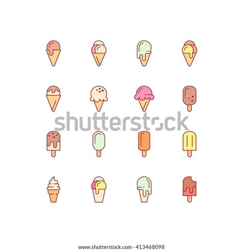 아이스크림 아이콘 단순 선형 아이콘의 벡터 스톡 벡터로열티 프리 413468098 Shutterstock