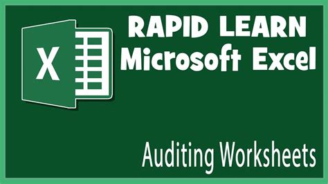 Rapid Learning Auditing Worksheets Microsoft Excel Course YouTube