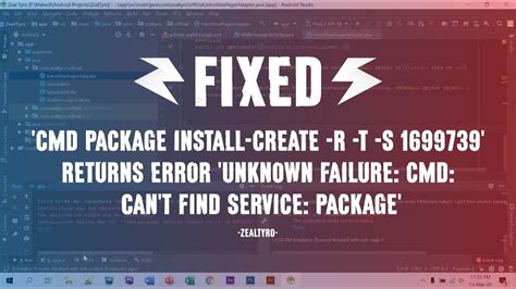 How To Fix Unknown Failure Cmd Can T Find Service Package In Android Studio Artofit