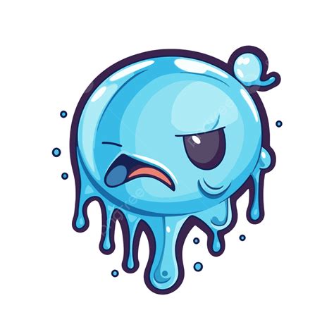 An Angry Blue Liquid Blob With Tears On Its Face Vector Clipart Face