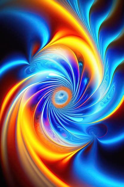 Premium Ai Image Bright Blue Energy Fractal Flow