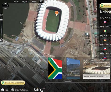 Fly Through FIFA World Cup Stadiums Using Interactive Bing Maps