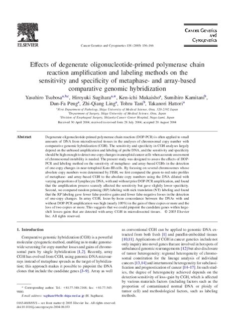 Pdf Effects Of Degenerate Oligonucleotide Primed Polymerase Chain Reaction Amplification And