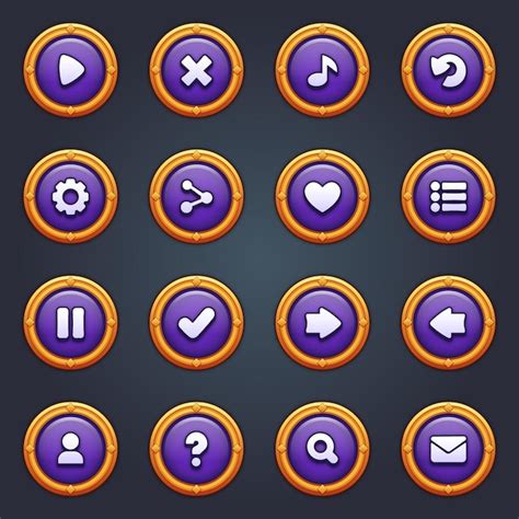 premium vector game ui set of purple buttons in cartoon style gui to