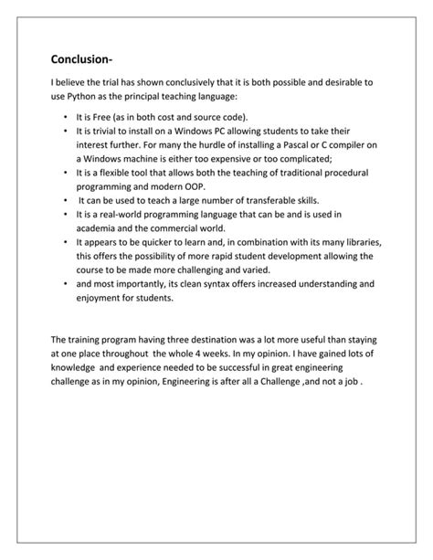 Summer Training Report On Python Pdf Programming Languages Computing