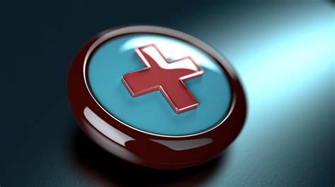 Macros Macro View Of 3d Button Featuring A Medical Cross Symbol