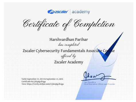 I Have Successfully Completed The Zscaler Cybersecurity Fundamentals