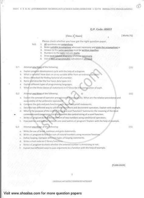 imperative programming 2017 2018 b sc it information technology