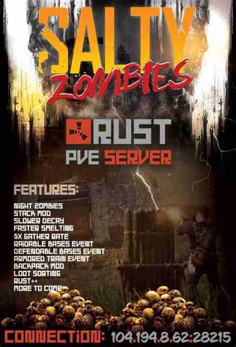 1 RUST PVE Server XP Zombies Kits Shop Vote Eve
