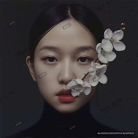 Ai创作图韩国女性失量插画 数字肖像插画 木棉花美女插画 写实少女 人物肖像 玉兰花少女 写实唯美 少女艺术照 整容整形花季少女插画 整形美容美容广告形象 东方美女美容海报 唯美女性人物肖像