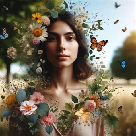 Premium Photo Photo Portrait Of Person With Nature Elements Ai Generated