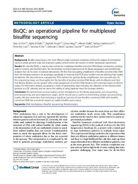Pdf Bisqc An Operational Pipeline For Multiplexed Bisulfite Sequencing