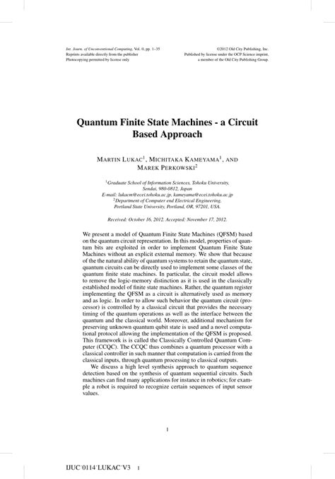 pdf quantum finite state machines as sequential quantum circuits