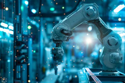 Robot Arm Machine Intelligent Manufacturing Production Industry In Modern Factory Stock