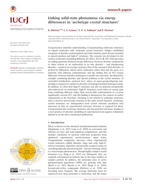 Pdf Linking Solid State Phenomena Via Energy Differences In ‘archetype Crystal Structures
