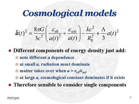 Cosmological Models Cosmological Distances L Single Component Universes