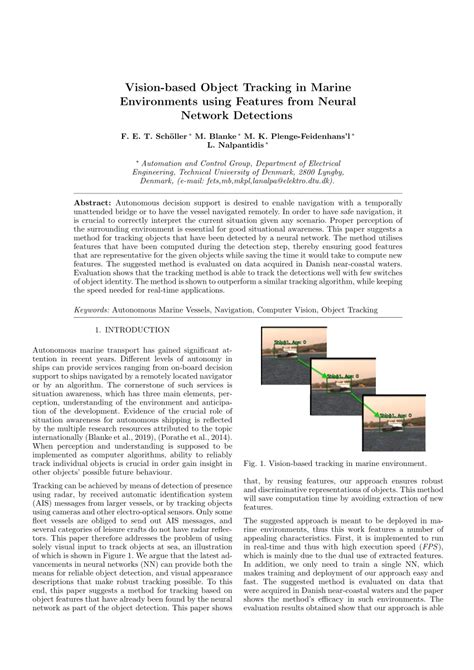 Pdf Vision Based Object Tracking In Marine Environments Using