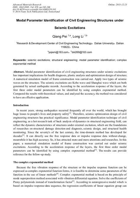 Modal Parameter Identification Of Civil Engineering Structures Under