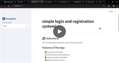 python streamlit webdevelopment loginsystem registrationsystem… qamar zafar
