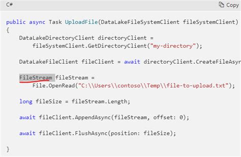 c how to upload file to azure datalake through api stack overflow