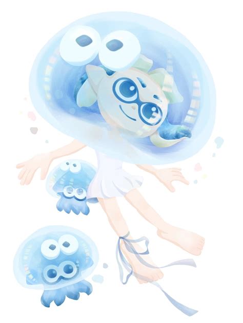 Inkling Inkling Girl And Jellyfish Splatoon Drawn By Sprikasan Danbooru