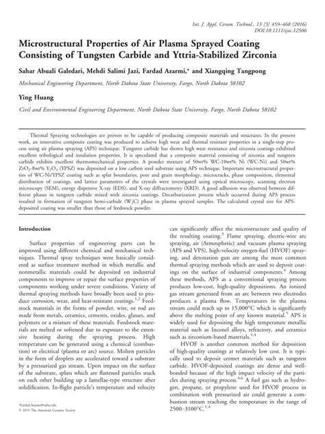 Pdf Microstructural Properties Of Air Plasma Sprayed Coating Consisting Of Tungsten Carbide