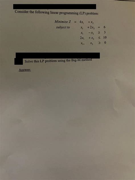 Solved Consider The Following Linear Programming Lp