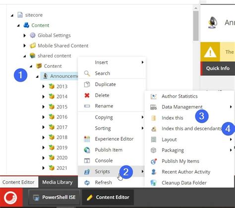Sitecore Powershell Indexing On Context Menu Rsitecore