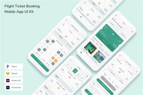 Flight Ticket Booking Mobile App Ui Kit Graphic By Betush · Creative Fabrica