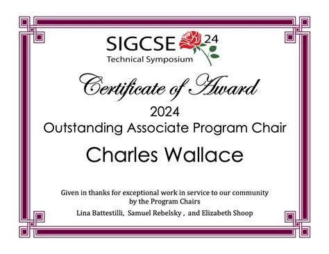 Charles Wallace Recognized For Outstanding Contributions To Sigcse Technical Symposium
