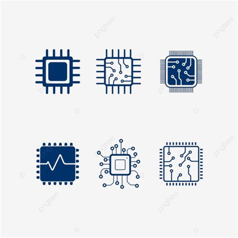 Cpu Chip Vector Hd Png Images Cpu Microprocessor And Chips Icons Set Integrated Chips