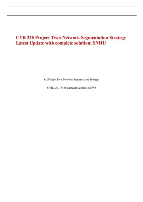 Cyb 220 Project Two Network Segmentation Strategy Latest Update With Complete Solution Snhu