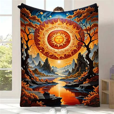 Залез Слънце Пейзаж Полар Одеяло Мека Топла Полиестерна Temu Bulgaria