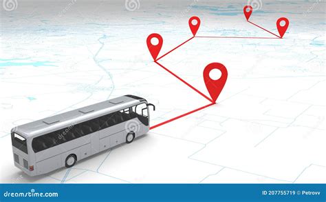 Concept Bus Route On The Map Stock Illustration Illustration Of Trip