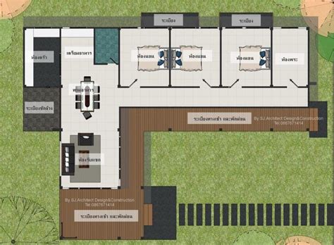 บ้านชั้นเดียวรูปทรงตัวแอล Style Modern 3 ห้องนอน พื้นที่ใช้สอย 135 ตรม Doidea ดูไอเดียบ้าน